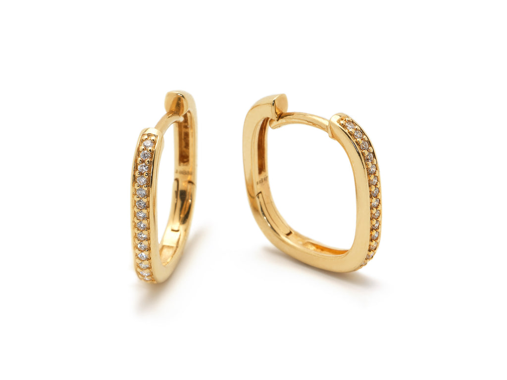 18 krt yellow gold hoops set with 28 brilliant diamonds – Jesse Jewelry