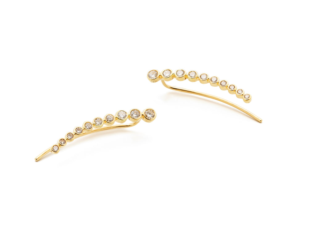 18 krt yellow gold earrings set with 20 brilliant diamonds – Jesse Jewelry