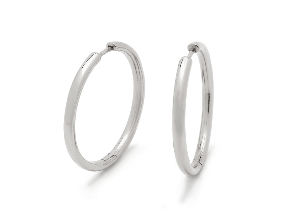 14 krt white gold hoops large – Jesse Jewelry